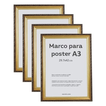 Set de 4 marco, madera de ingeniería, marco negro, 20x20 cm Negro ...