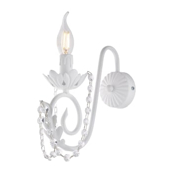 Applique Shabby Chic Grace Metallo Bianco 1 Luce Diffusore Bianco GRACE ...