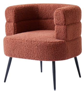 Polstersessel aus Massivholz und Rattan Terracotta | Maisons du Monde