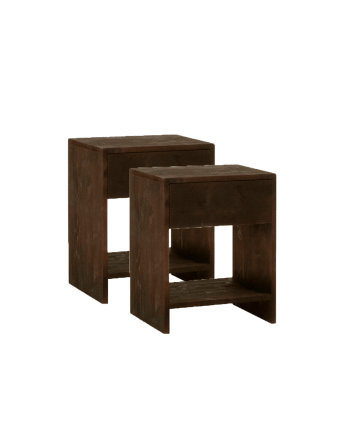 Lot de 2 tables de chevet en bois vieilli 40x40cm Martina | Maisons du ...