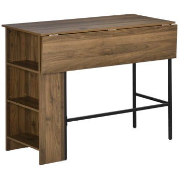 Table de bar extensible design industriel métal noir aspect bois gris ...