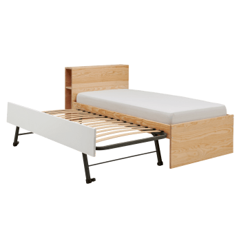 Lit en 90x190/200 cm 1 tiroir effet bois - L124,5 cm Life | Maisons du ...