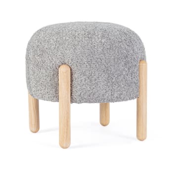 Pouf in legno e lana bianca | Maisons du Monde