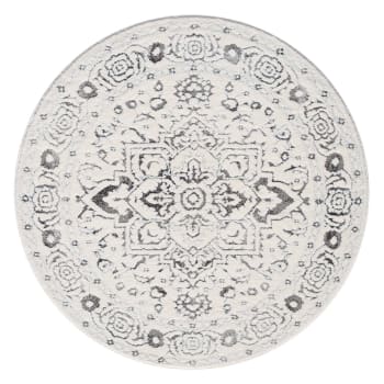 Tapis Rond à motifs feuillage en relief Crème - 160x160cm Relief ...