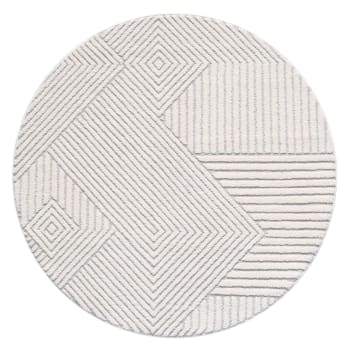 Tapis Rond à motifs feuillage en relief Crème - 160x160cm Relief ...