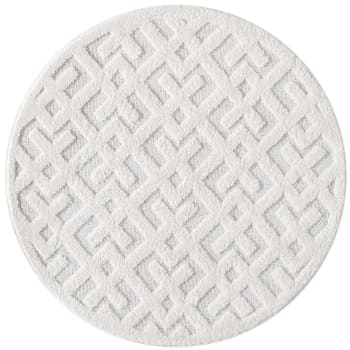 Tapis LEAF Rond à motifs feuillage en relief - Crème 200x200cm Relief ...