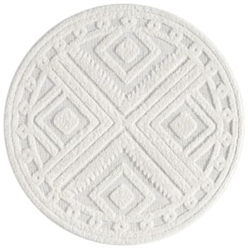 Tapis Rond à motifs feuillage en relief Crème - 160x160cm Relief ...