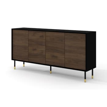 Buffet 4 portes stratifiés beige et noir LUXI | Maisons du Monde