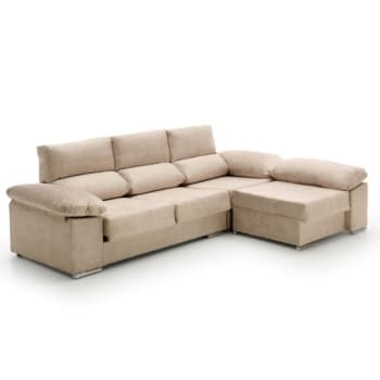Sofá chaise longue rinconera reclinable derecha beige 265x145x102 ...