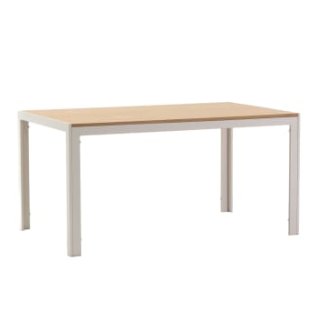 Mesa de comedor rectangular de madera blanca y marrón cm 180x90x80 ...