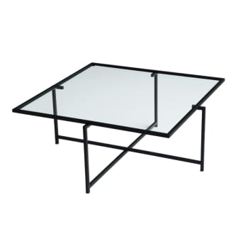 Table basse en verre taupe, noir 90x60 cm Mina | Maisons du Monde