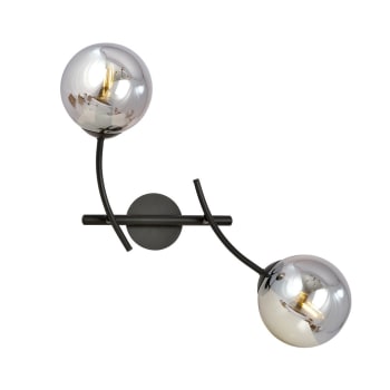 Aplique de pared sencillo negro con 2 luces y esferas blancas MOSOMA ...