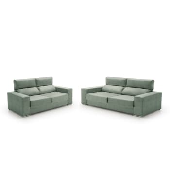 Juego de sofás reclinable gris 2 + 3 plazas 150+180x85x100 Alice ...