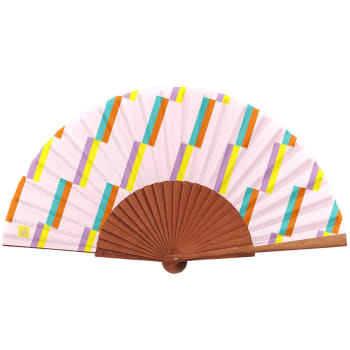 Abanico en madera y algodón con estampado gráfico Lagon | Maisons du Monde