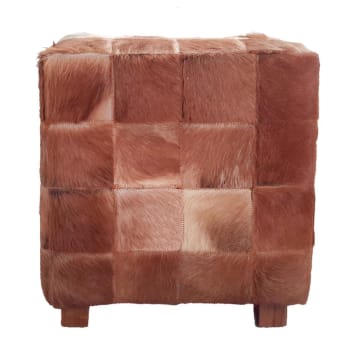 Banqueta de madera y piel marrón120x35x76 | Maisons du Monde