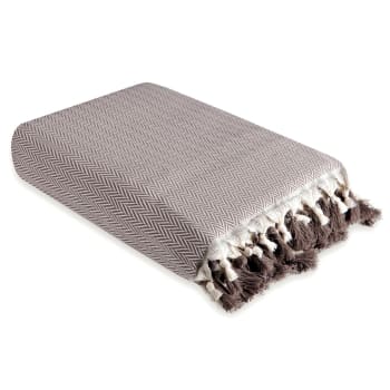 Manta plaid color marrrón efecto borreguito y terciopelo 130x170 CURLY ...