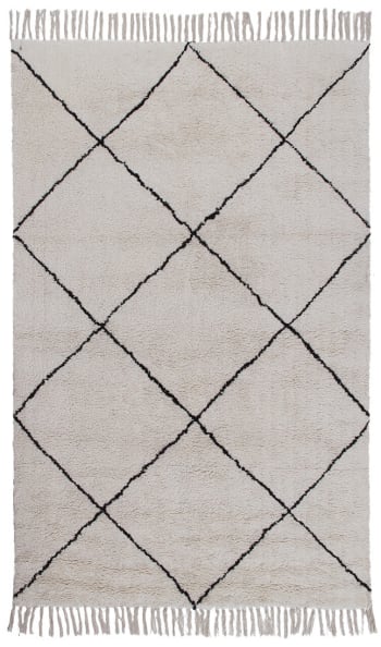 Tapis velours ras style vintage gris et beige à relief 80x150 Feel vintage | Maisons du Monde