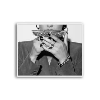 Cuadro de madera natural, impresión en papel con paspartú, 52x42x3cm ...