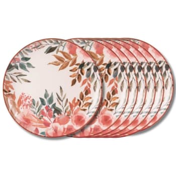 Lot de 6 assiettes plates 27 cm multicolores en faïence Champêtre ...