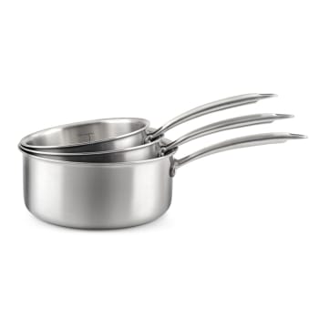 Lot de 3 casseroles inox 16/18/20cm, 1 poêle inox 24cm, 1 couvercle 2 | Maisons du Monde