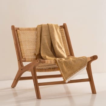 Plaid en polyester recyclé chenille jaune moutarde 130x170 GARCAS ...