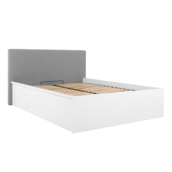 Letto con contenitore con base effetto legno marrone 140x200 Edwin ...