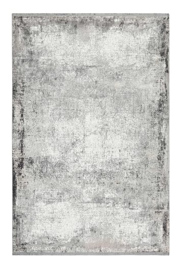 Tapis velours ras style vintage gris et beige à relief 80x150 Feel vintage | Maisons du Monde