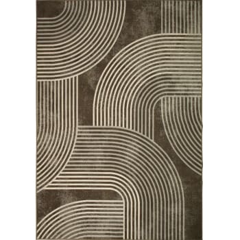 tapis rond, motif moderne et design ton sur ton, crème Ø160cm Spiratri ...