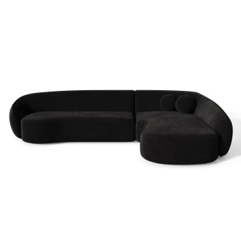 Canapé d'angle droit 4 places tissu tramé toucher doux crème Cooper ...