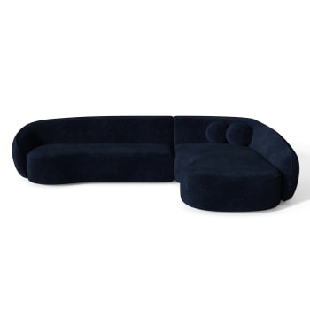 Canapé d'angle droit 4 places tissu tramé toucher doux crème Cooper ...
