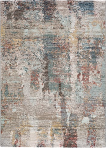 Tapis abstrait beige/bleu/rouille 140x200 cm Graffiti | Maisons du Monde