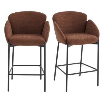 Barhocker (2er Set) aus Metall und Stoff Beige | Maisons du Monde