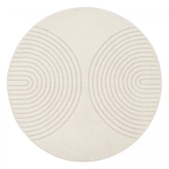 tapis rond, motif moderne et design ton sur ton, crème Ø160cm Spiratri ...
