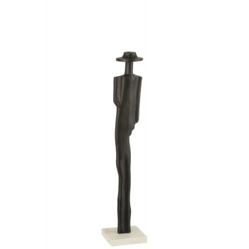 Statuetta a forma di testa di uomo in resina nera cm 25x25x56 Masai ...