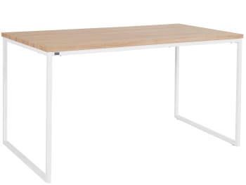 Table fixe effet bois beige, blanc 120x54 h154 cm Areneio | Maisons du ...