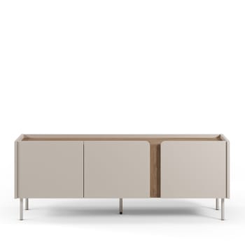 Meuble TV 4 portes en bois et métal L200cm - Beige Vintara | Maisons du ...