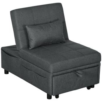 Poltrona letto singolo 3 in 1 con schienale reclinabile blu scuro ...