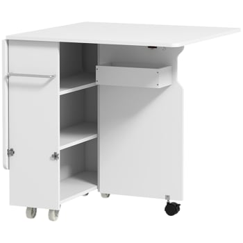 Tavolo pieghevole con rotelle e 2 ribalte 120x80x73cm in legno Homcom ...