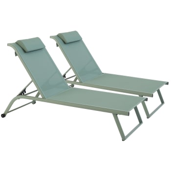 Sonnenliege aus Aluminium und anthrazitfarbenem Segeltuch mit ...