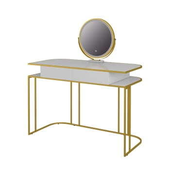 Coiffeuse table de maquillage effet bois blanche 60 x 40 x 17.5 cm ...