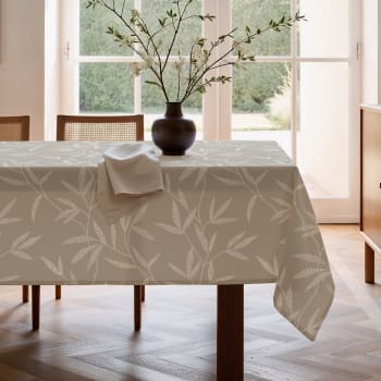 Nappe en 100% coton bio antitaches uni écru 140x140 cm Nature | Maisons ...