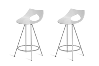 Set de 2 Taburetes de bar regulable en Simil cuero Blanco ALISSON ...