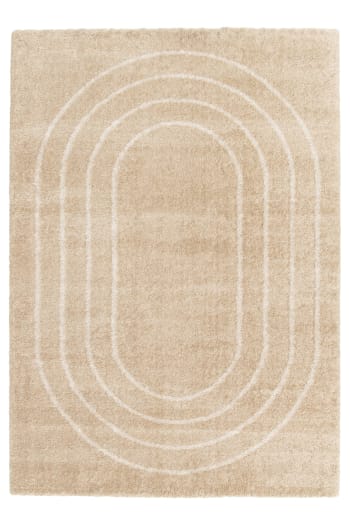 Tapis ovale tufté à motifs écrus et dorés 140x200 BERNON | Maisons du Monde