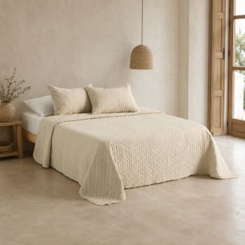 Trapunta morbida tinta unita beige 200x270 + 50x70 cm Nara | Maisons du ...