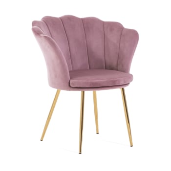 Butaca relax con diseño de concha de terciopelo rosa/oro Perla ...