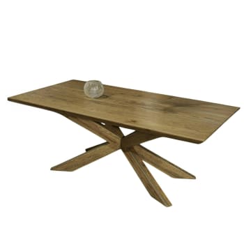 Table basse 5 tiroirs en bois massif, blanc/brun Tequila | Maisons du Monde