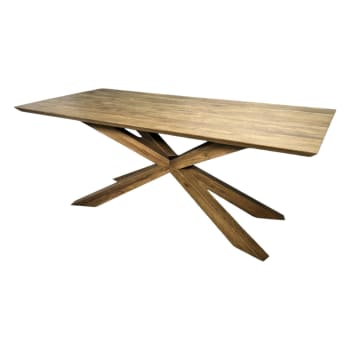 Table bords irréguliers en chêne massif brun pied mikado L200cm Oka | Maisons du Monde