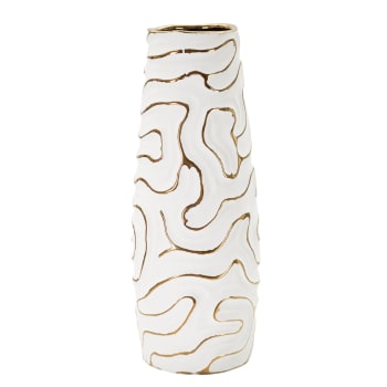 Jarrón grande de nácar blanco con motivos decorativos dorados Alt. 44 ...