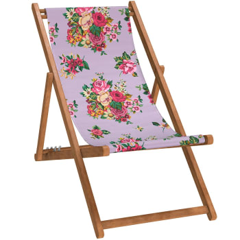 Silla plegable de haya con estampado floral rosa Hanami | Maisons du Monde
