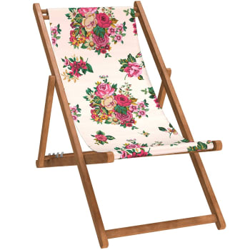 Silla plegable de haya con estampado floral rosa Hanami | Maisons du Monde